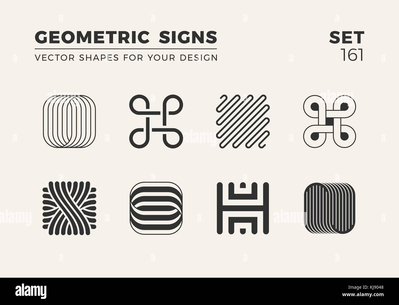 Set of eight minimalistic trendy shapes. Stylish vector logo emblems ...