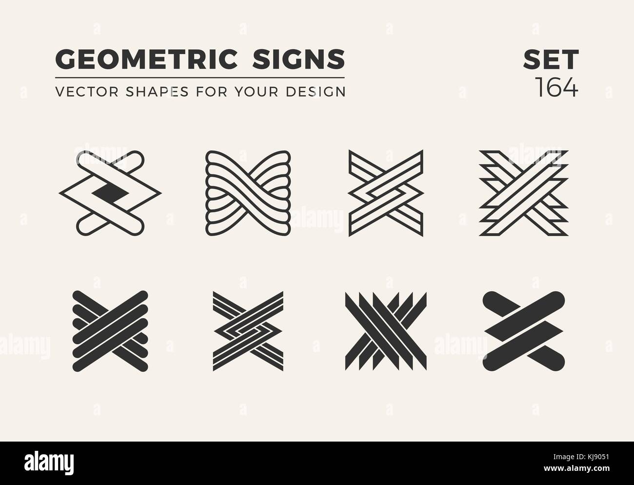 Set of eight minimalistic trendy shapes. Stylish vector logo emblems ...