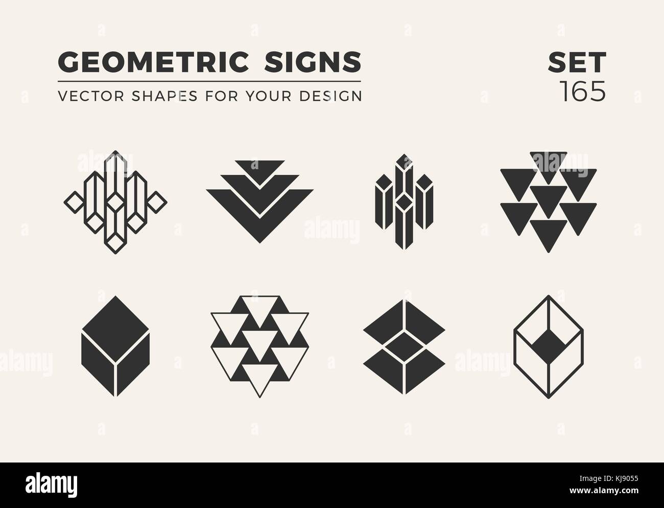 Set of eight minimalistic trendy shapes. Stylish vector logo emblems ...