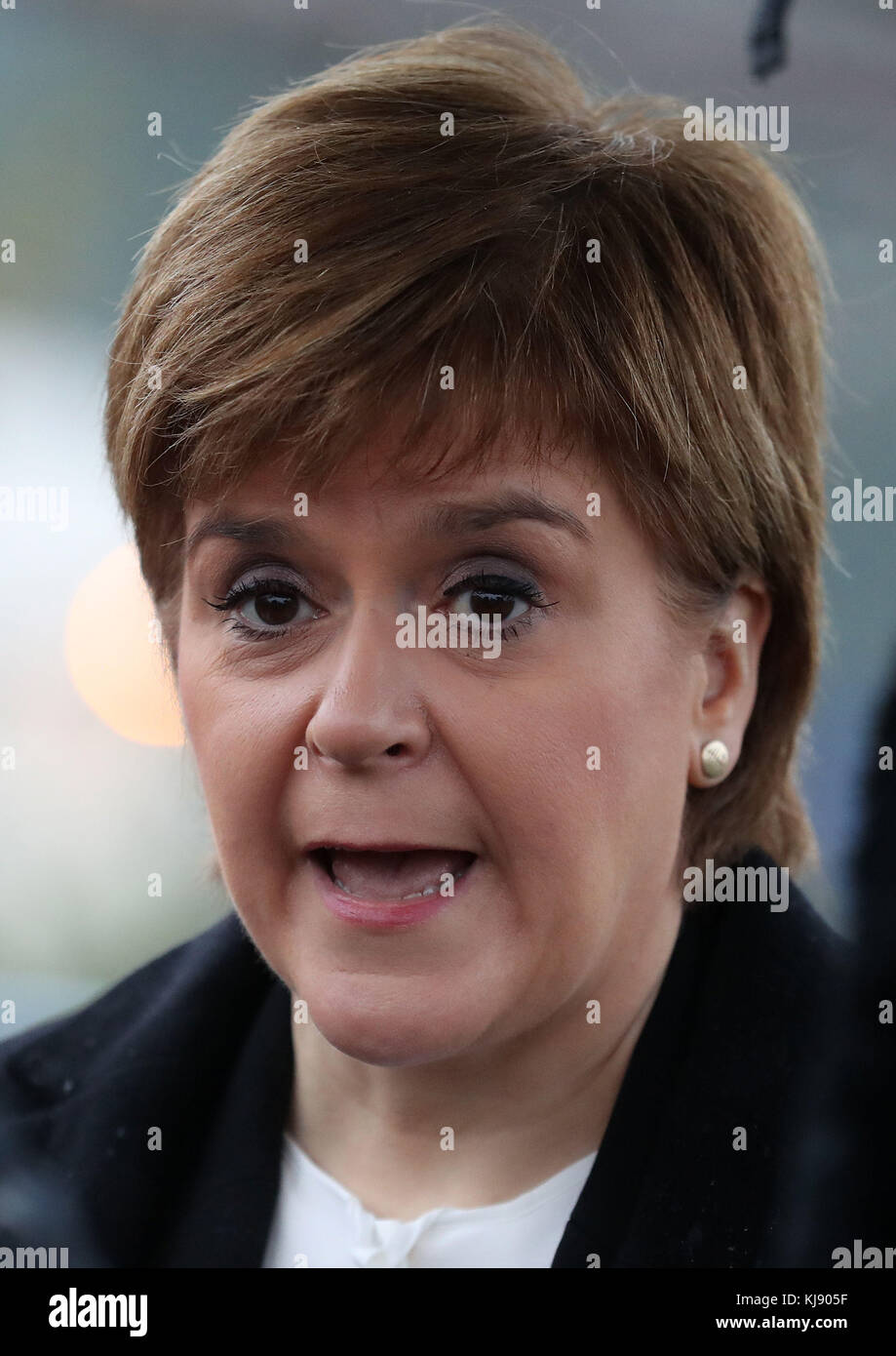 First Minister Nicola Sturgeon at a viewing platform during a visit to ...