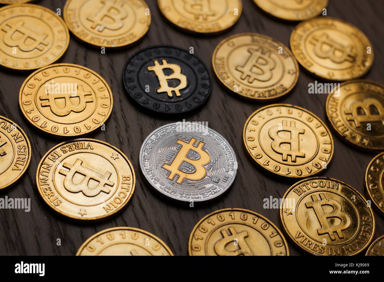 Crypto currency physical bitcoin coin. Bitcoin tokens digital money ...