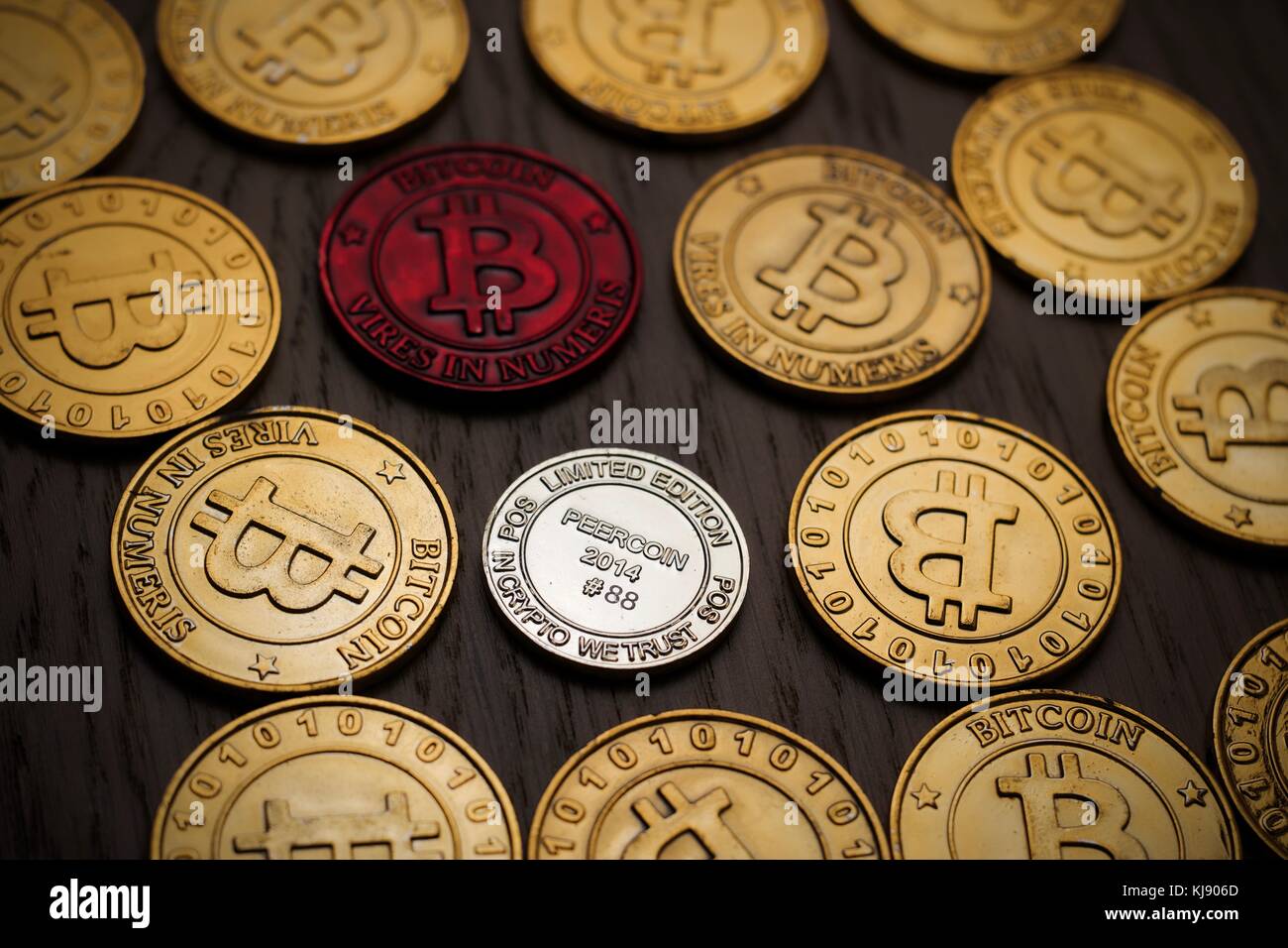 Crypto currency physical bitcoin coin. Bitcoin tokens digital money ...