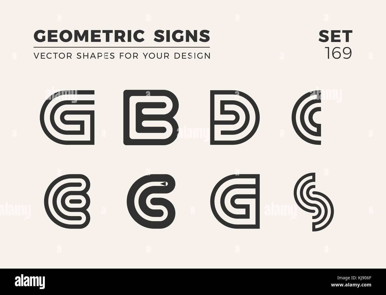 Set of eight minimalistic trendy shapes. Stylish vector logo emblems ...