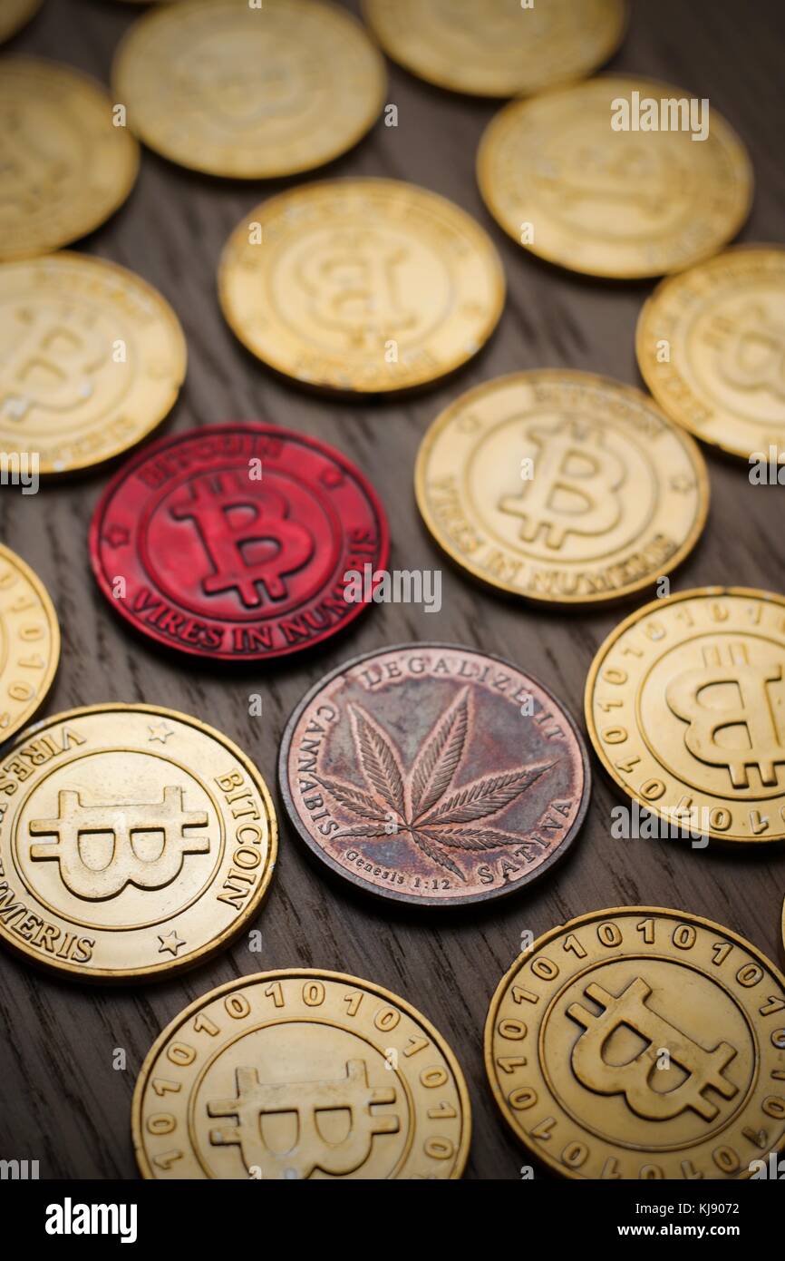 Crypto currency physical bitcoin coin. Bitcoin tokens digital money ...