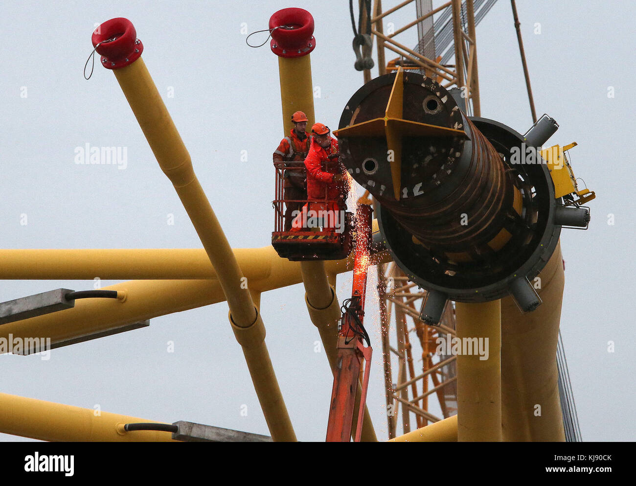 Work continues on wind turbine jackets ahead of a visit by First ...