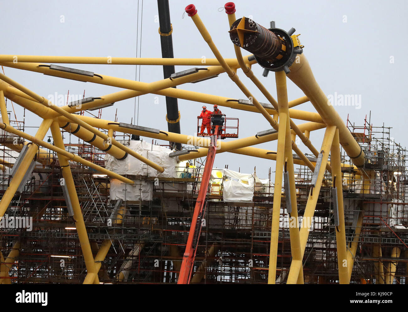 Work continues on wind turbine jackets ahead of a visit by First ...