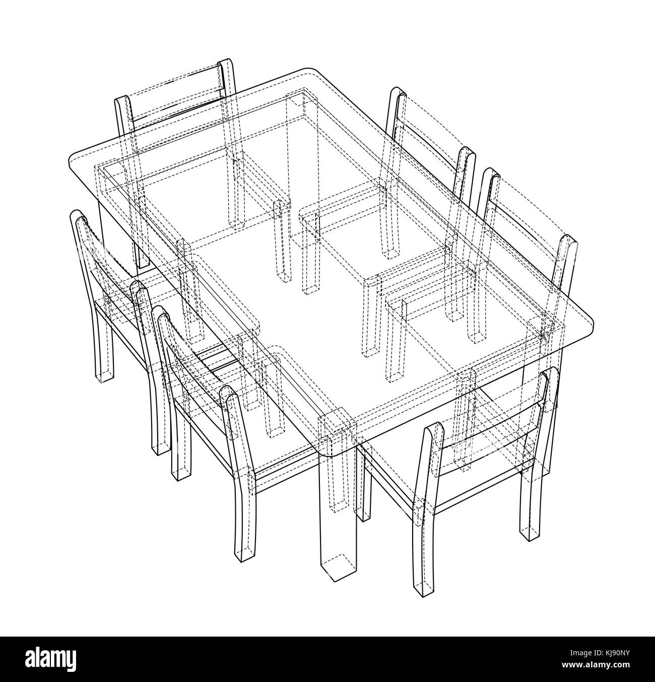 Table with chairs. Vector rendering of 3d Stock Vector Image & Art - Alamy