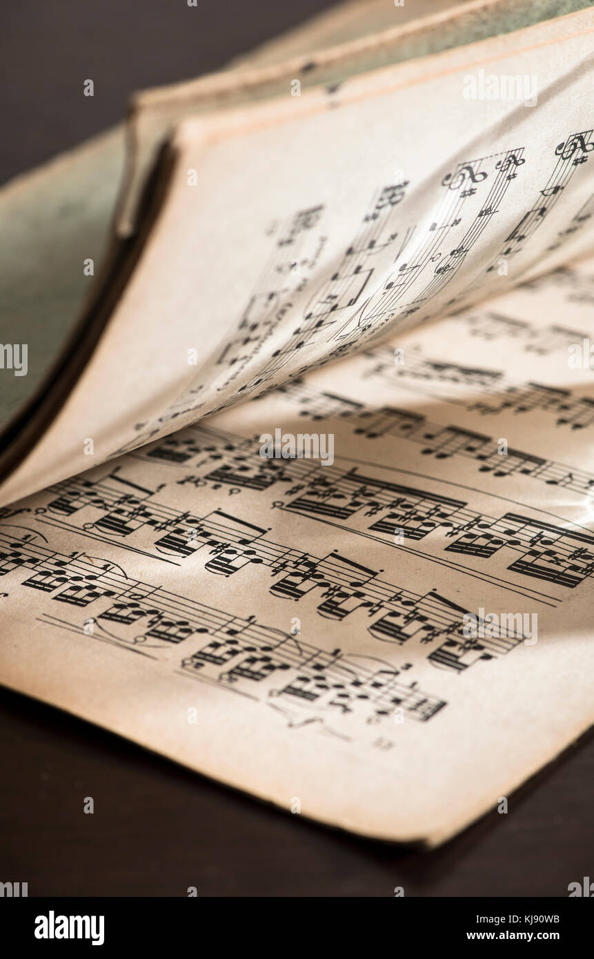 Music notation book. Page with music notes. Vinatge pages Stock Photo ...