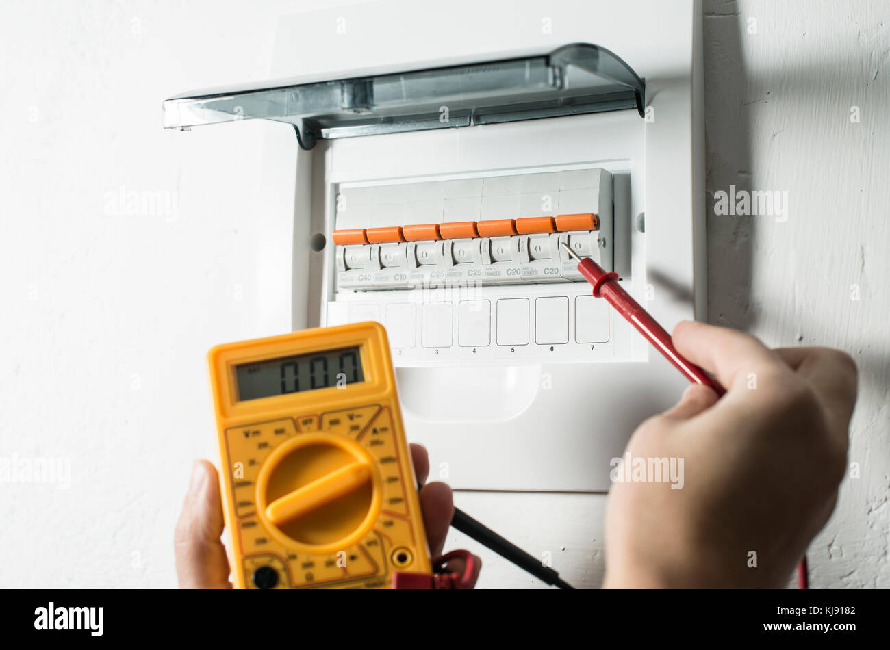 Electrical panel with fuses in home. White panel Stock Photo - Alamy