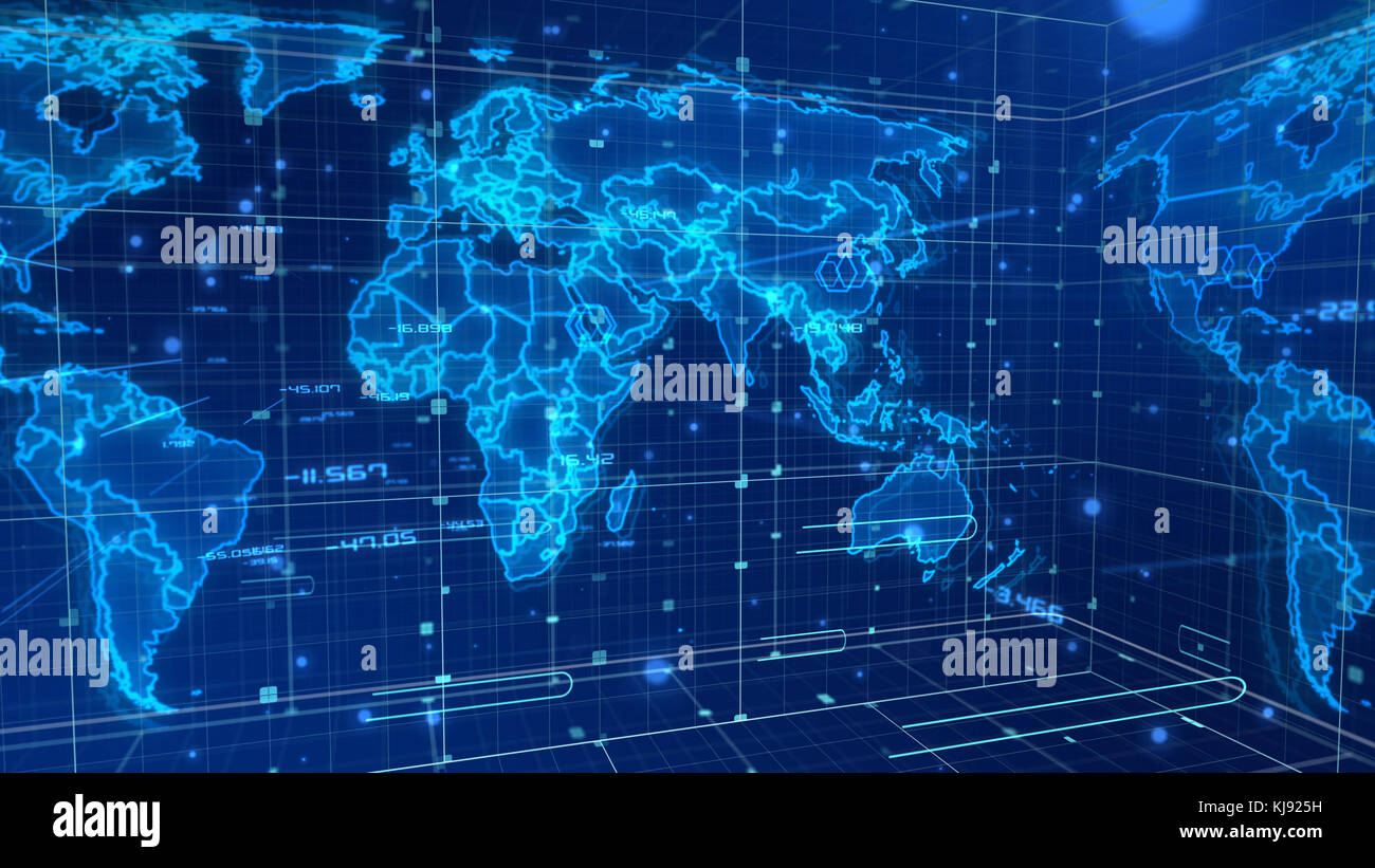 A multilayered 3d rendering of the digital news map with cubic surfaces ...