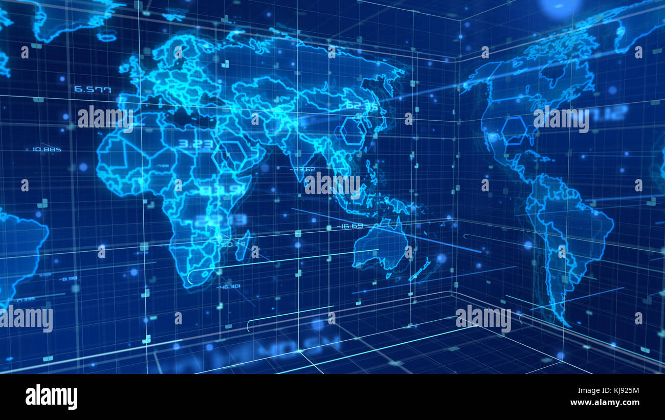 A holographic 3d rendering of the digital communication map with ...