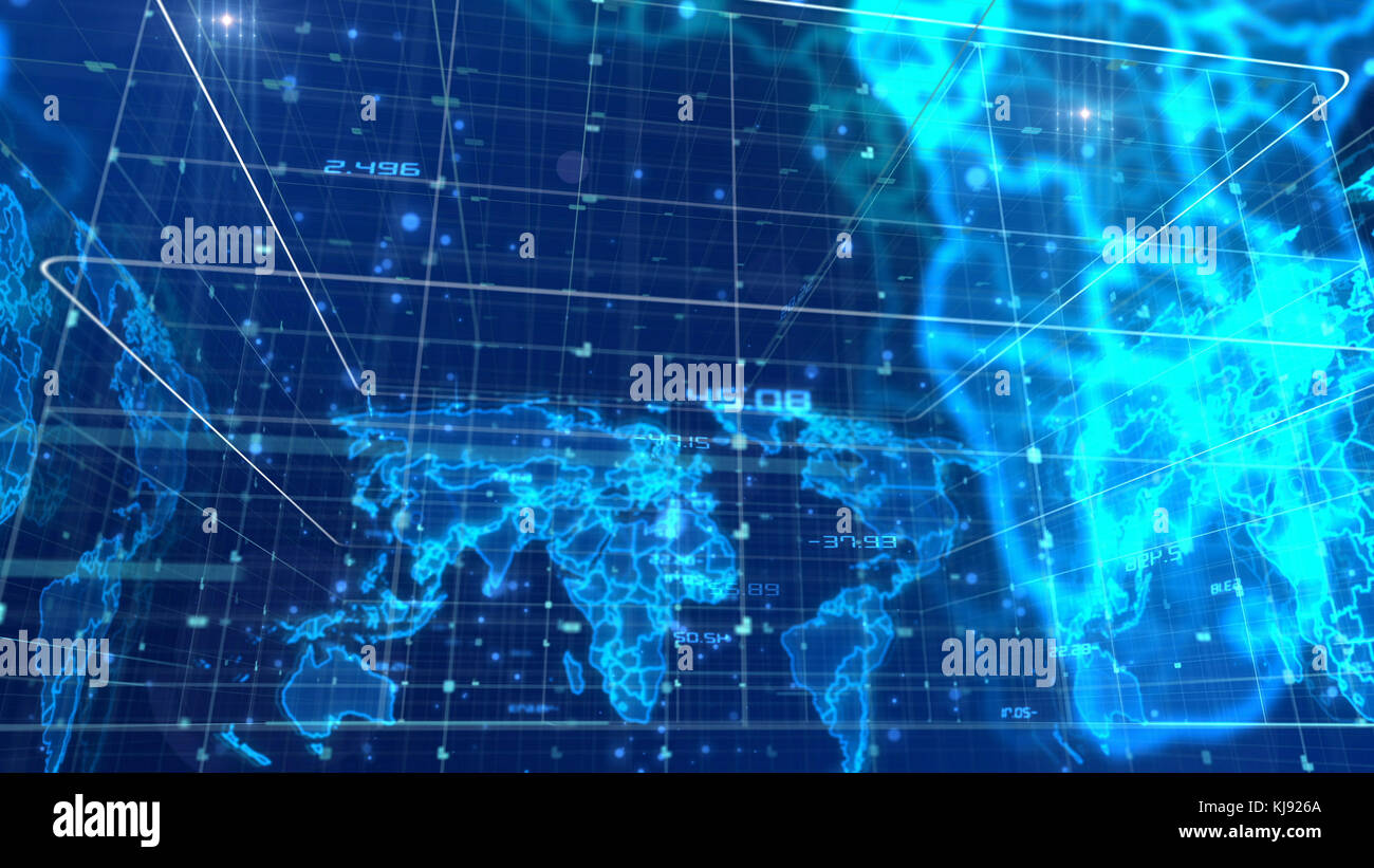 A futuristic 3d rendering of the digital communication world map with ...