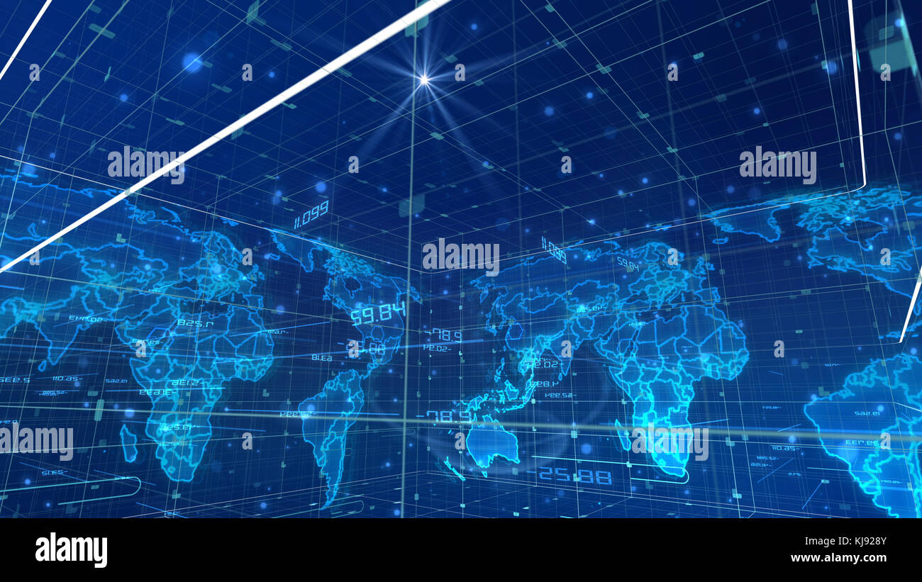 A volumetric 3d illustration of the advanced communication world map ...