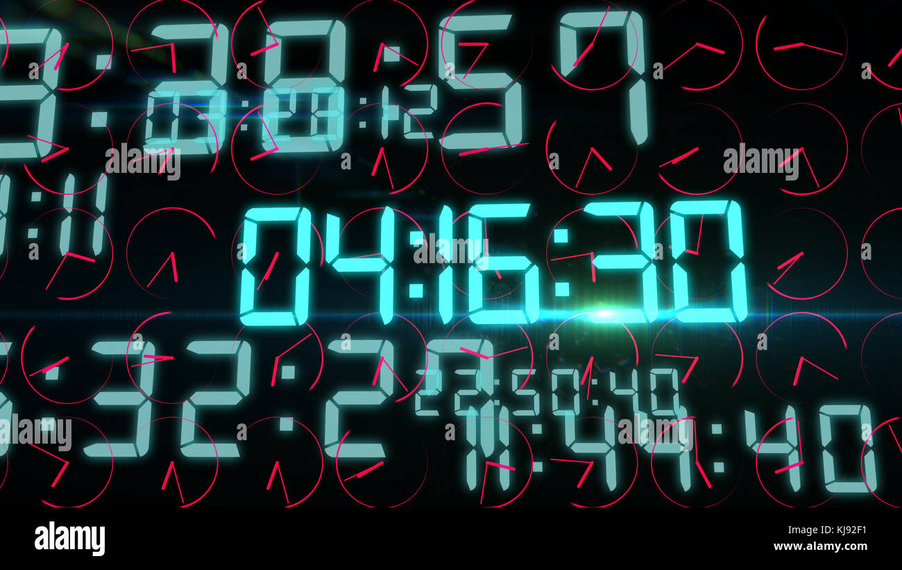 A holographic 3d rendering of a modern timer with flashing numbers of ...