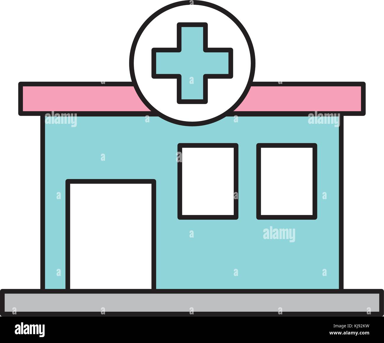 hospital building medical center front view icon Stock Vector Image ...