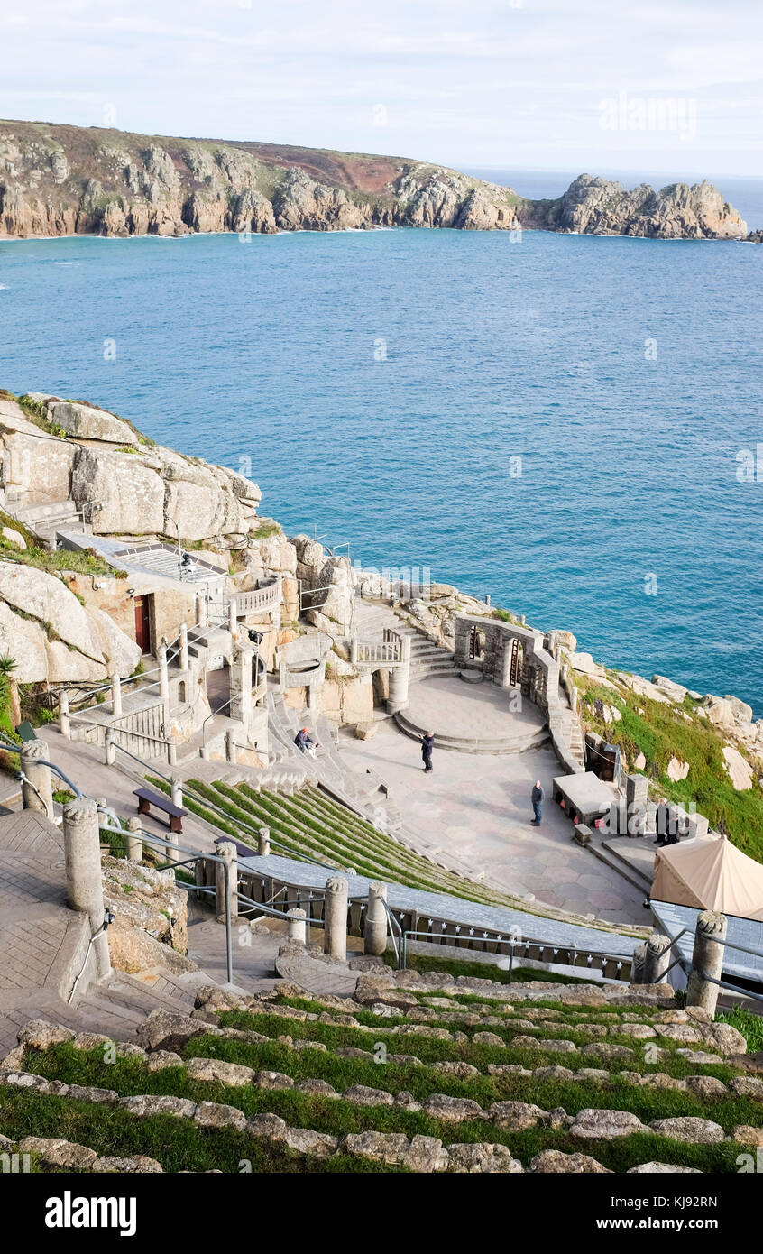 The famous Minack Theatre built into the cliffs at Porthcurno in ...