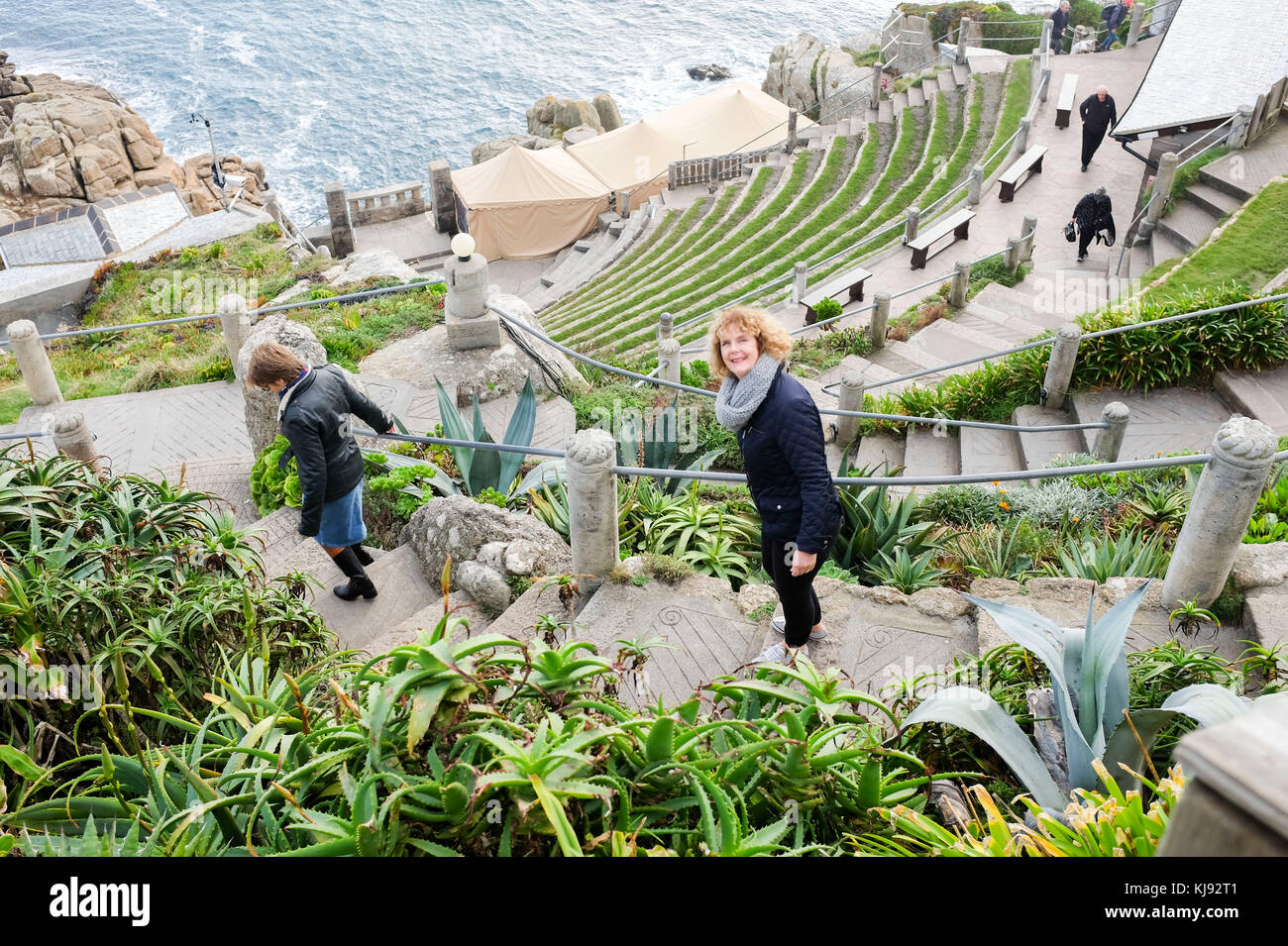 The famous Minack Theatre built into the cliffs at Porthcurno in ...