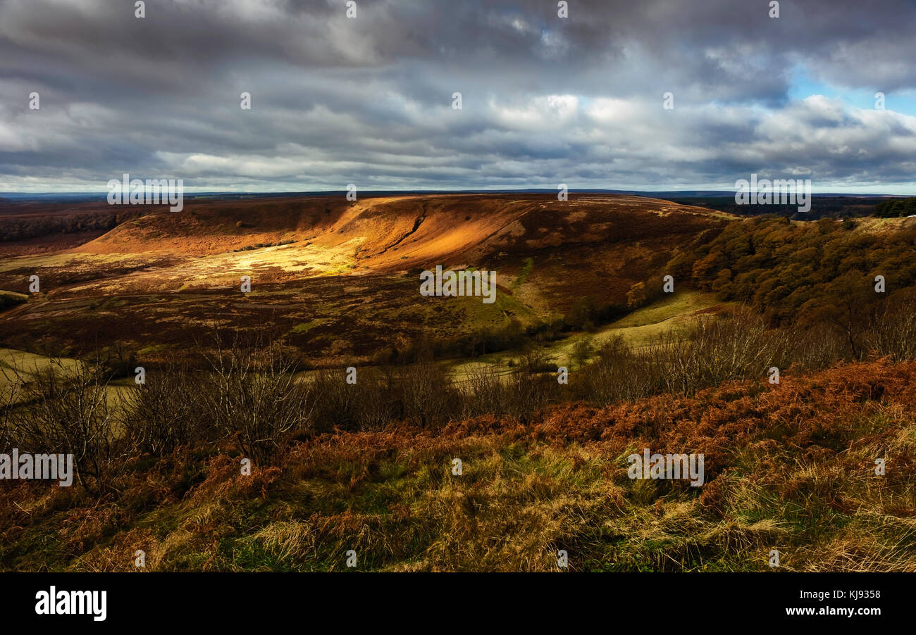 Hole of Horcum at dawn in the North York Moors in autumn with view of ...