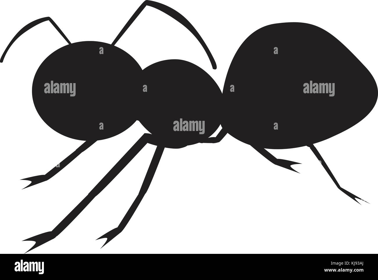 Vector illustration silhouette of ant on white background isolated and ...