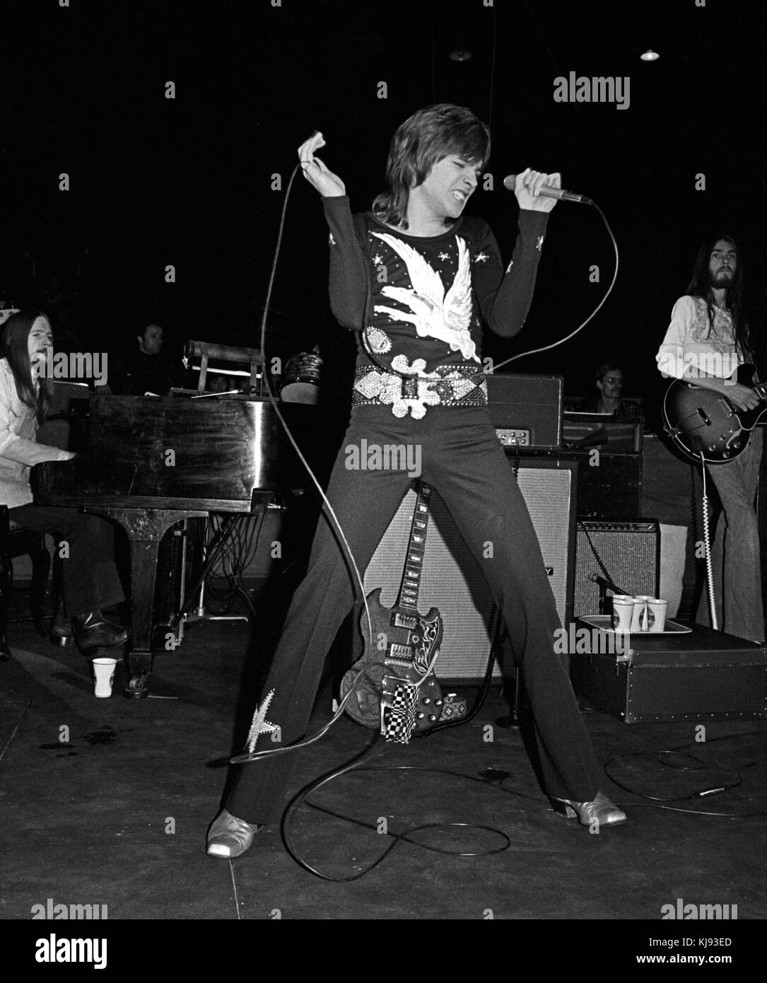 American pop star performing at a concert in manchester hi-res stock ...