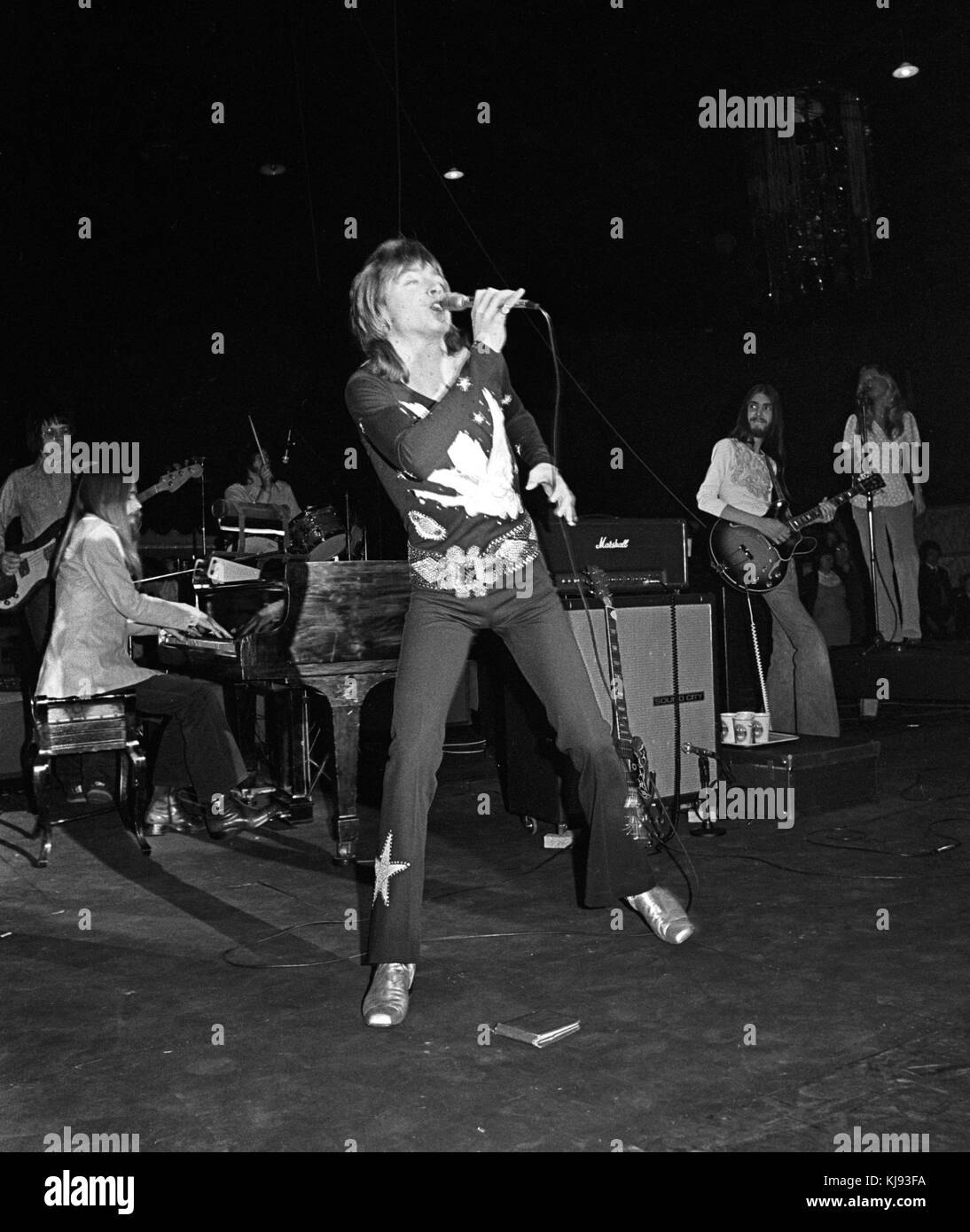 American pop star performing at a concert in manchester hi-res stock ...