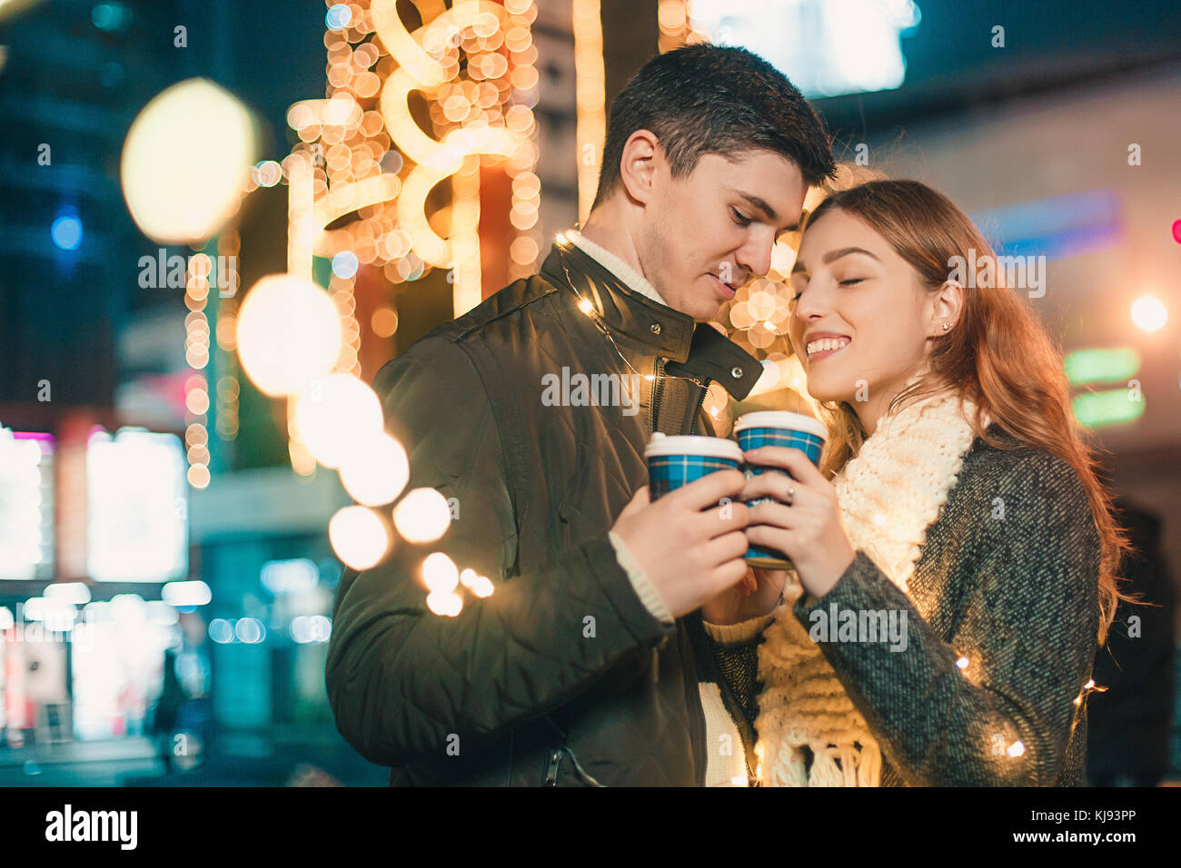 City Night Neon Lights Couple High Resolution Stock Photography and ...