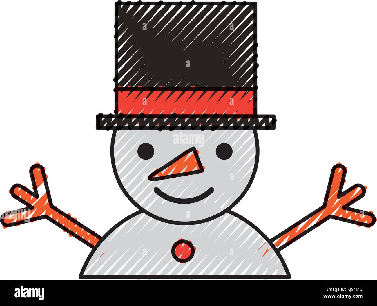 christmas cute funny snowman hands up isolated on white background ...