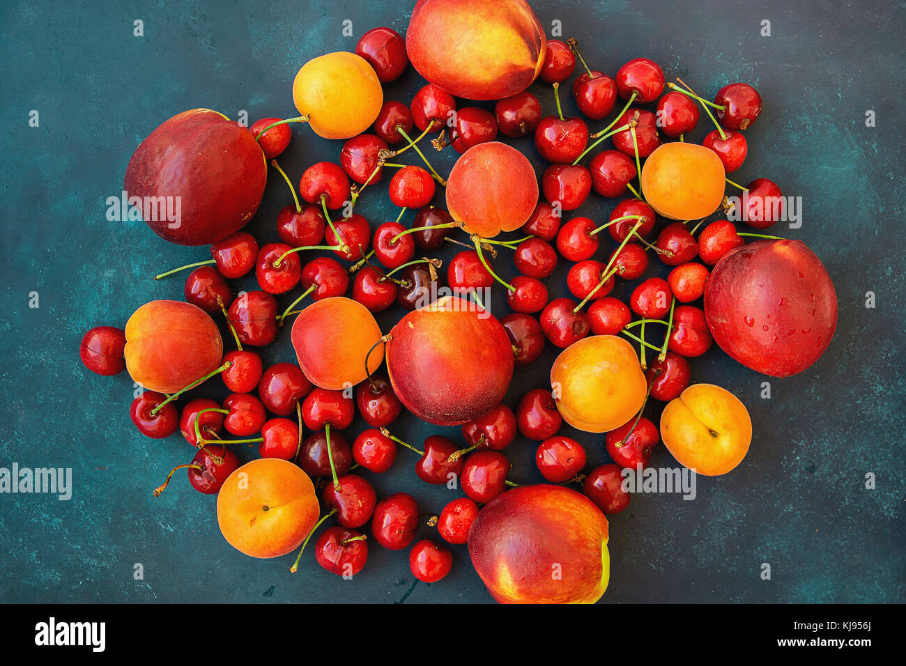 Composition Ripe Organic Summer Fruits Berries Sweet Cherries ...