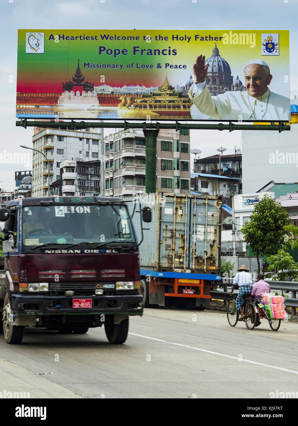 Yangon, Yangon Region, Myanmar. 22nd Nov, 2017. A billboard on Strand ...