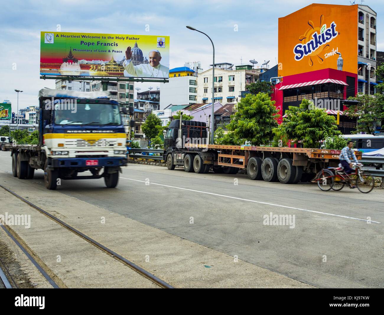 Yangon, Yangon Region, Myanmar. 22nd Nov, 2017. A billboard on Strand ...