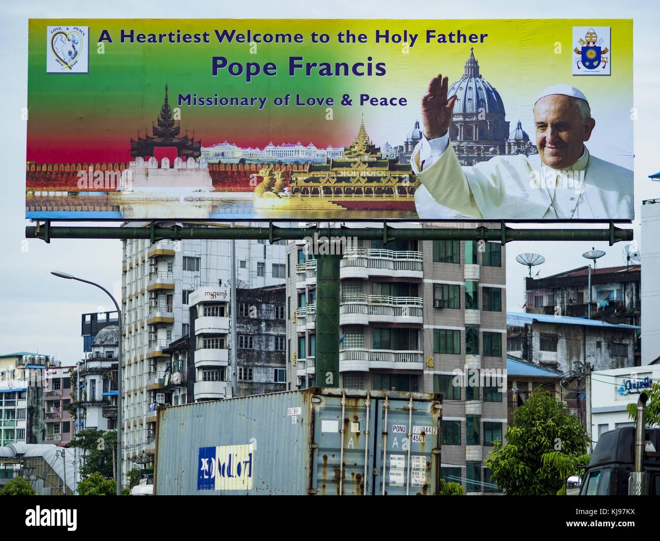 Yangon, Yangon Region, Myanmar. 22nd Nov, 2017. A billboard on Strand ...