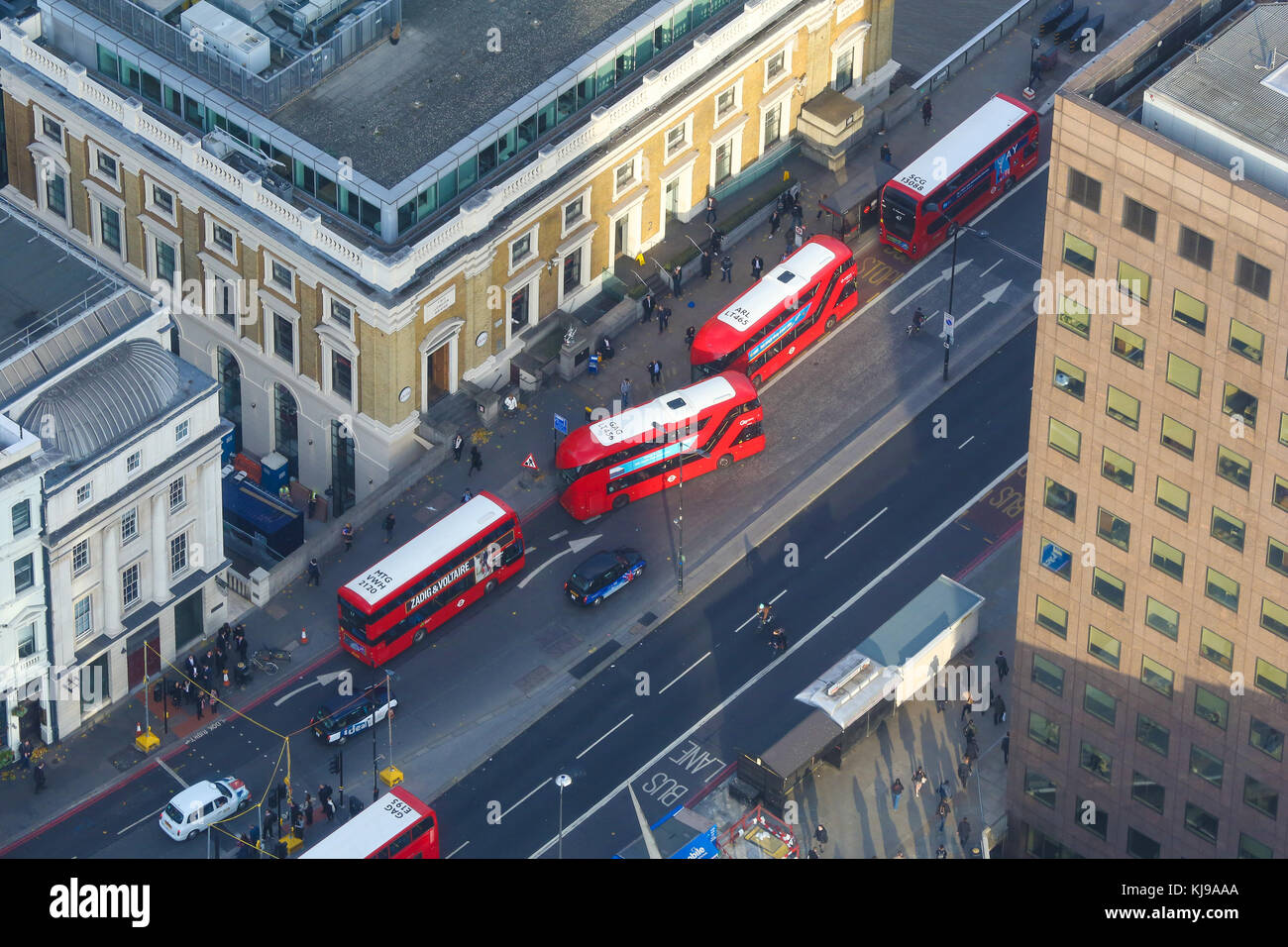 The Shard. London, UK. 22nd Nov, 2017. Aerial view of London Buses ...