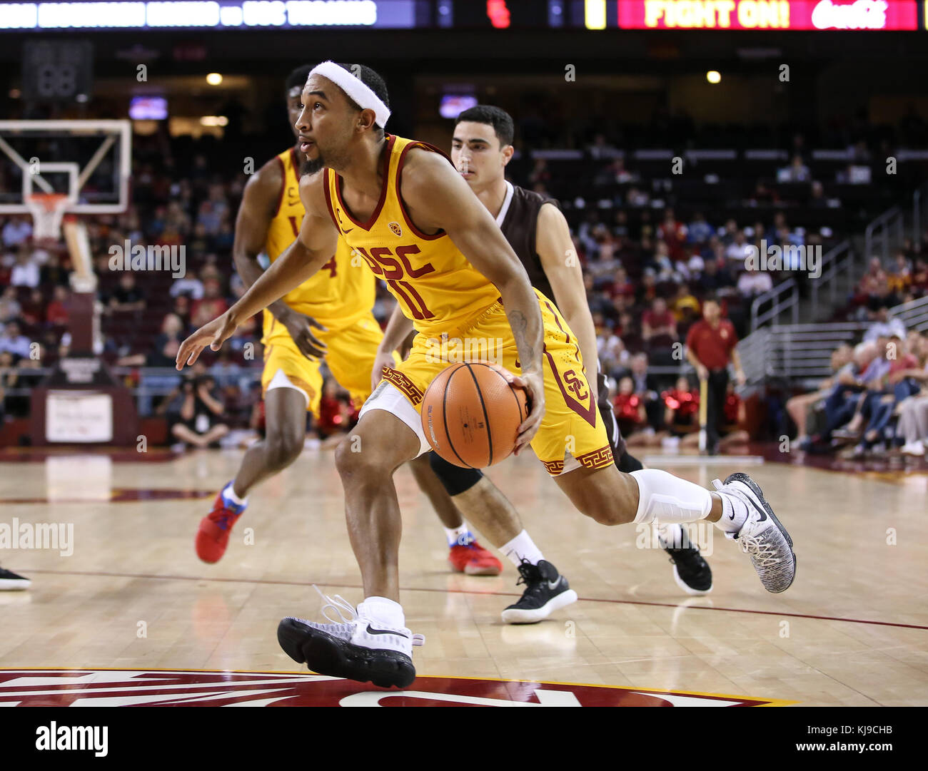 Los Angeles, CA, USA. 22nd Nov, 2017. USC Trojans guard Jordan McLaughlin (11) going to the ...