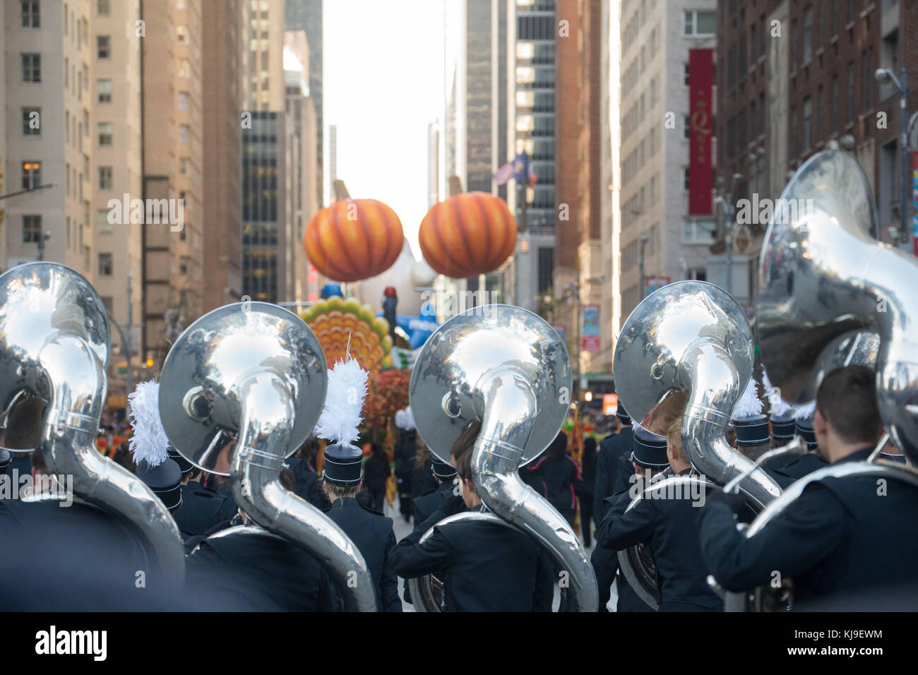 New York, NY, USA. 23rd Nov, 2017. Floating Pumpkin Balloons, over ...
