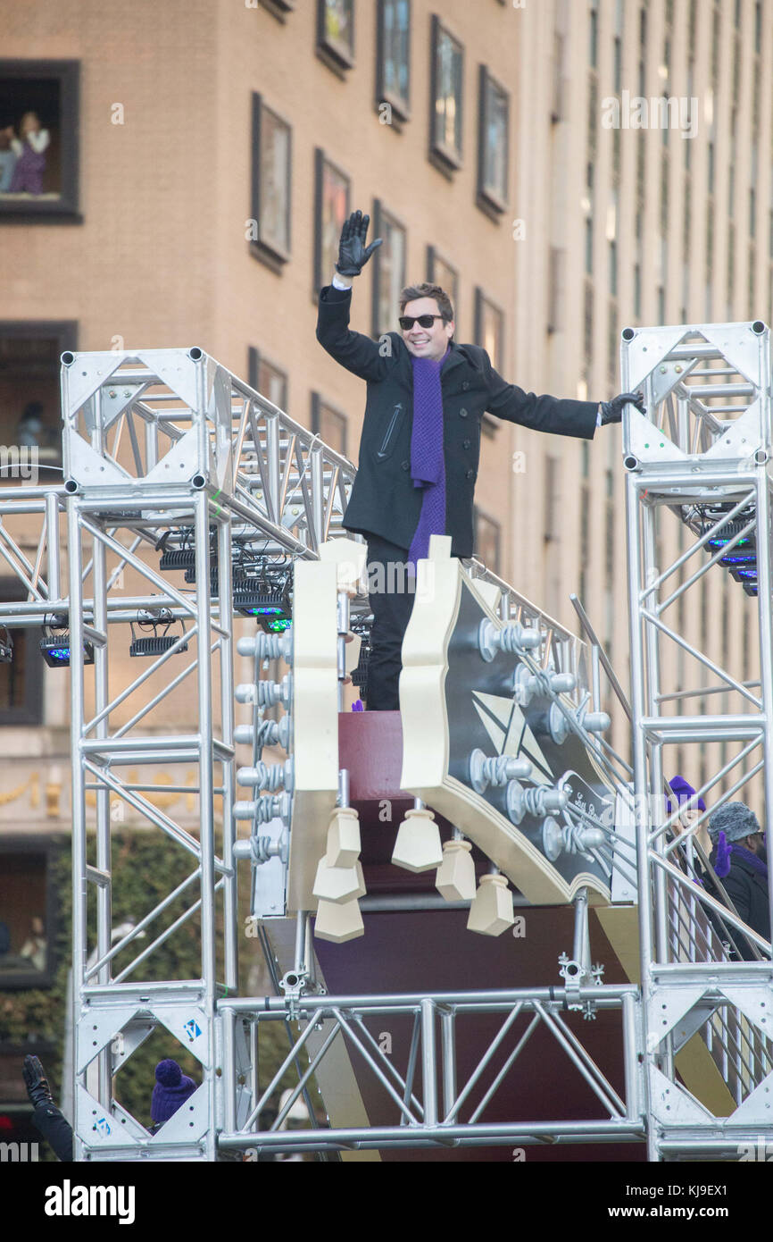 New York, NY, USA. 23rd Nov, 2017. Jimmy Fallon rides his float down ...