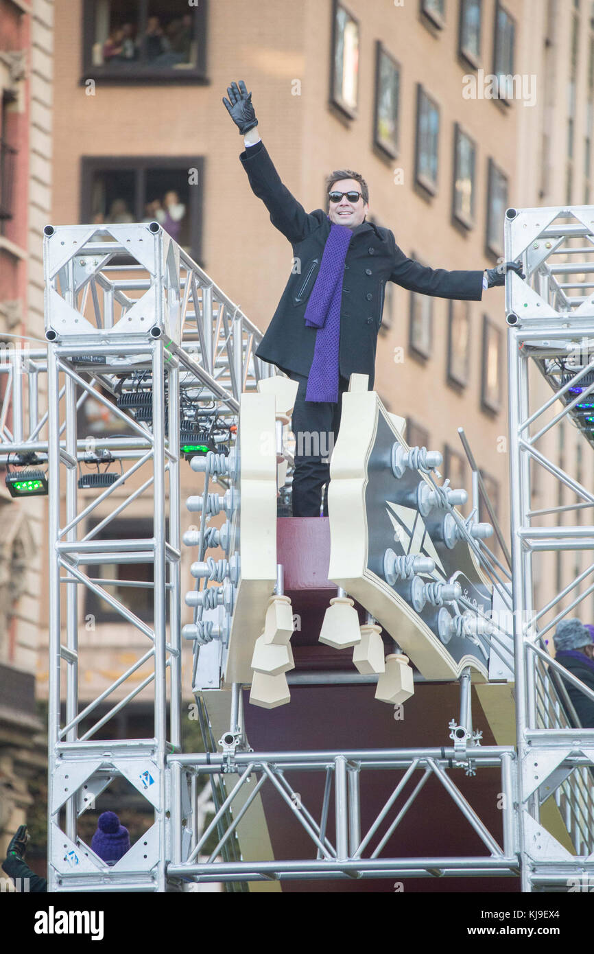 New York, NY, USA. 23rd Nov, 2017. Jimmy Fallon rides his float down ...