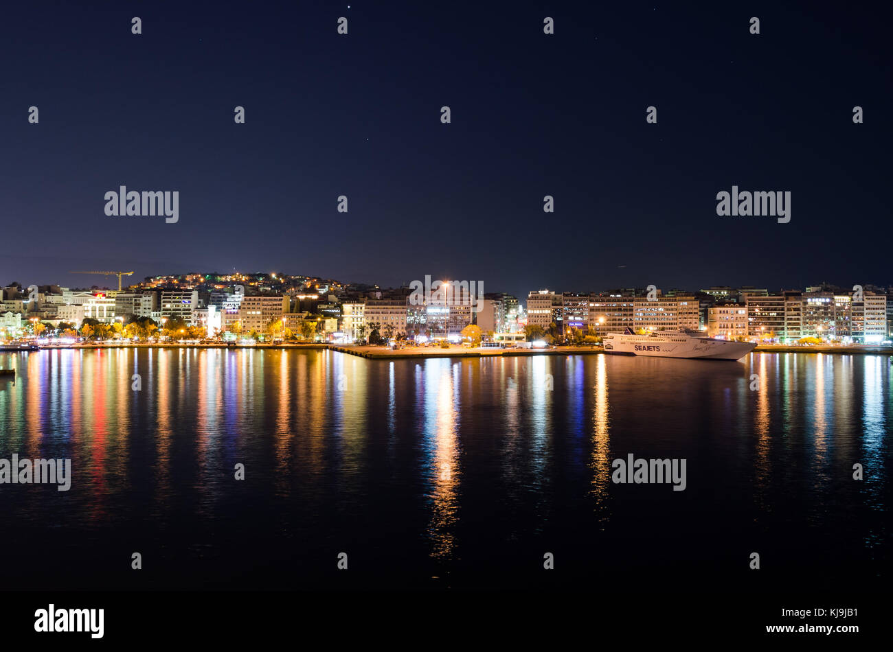 Piraeus Greece , view from the deck of a ferry of the largest port of ...