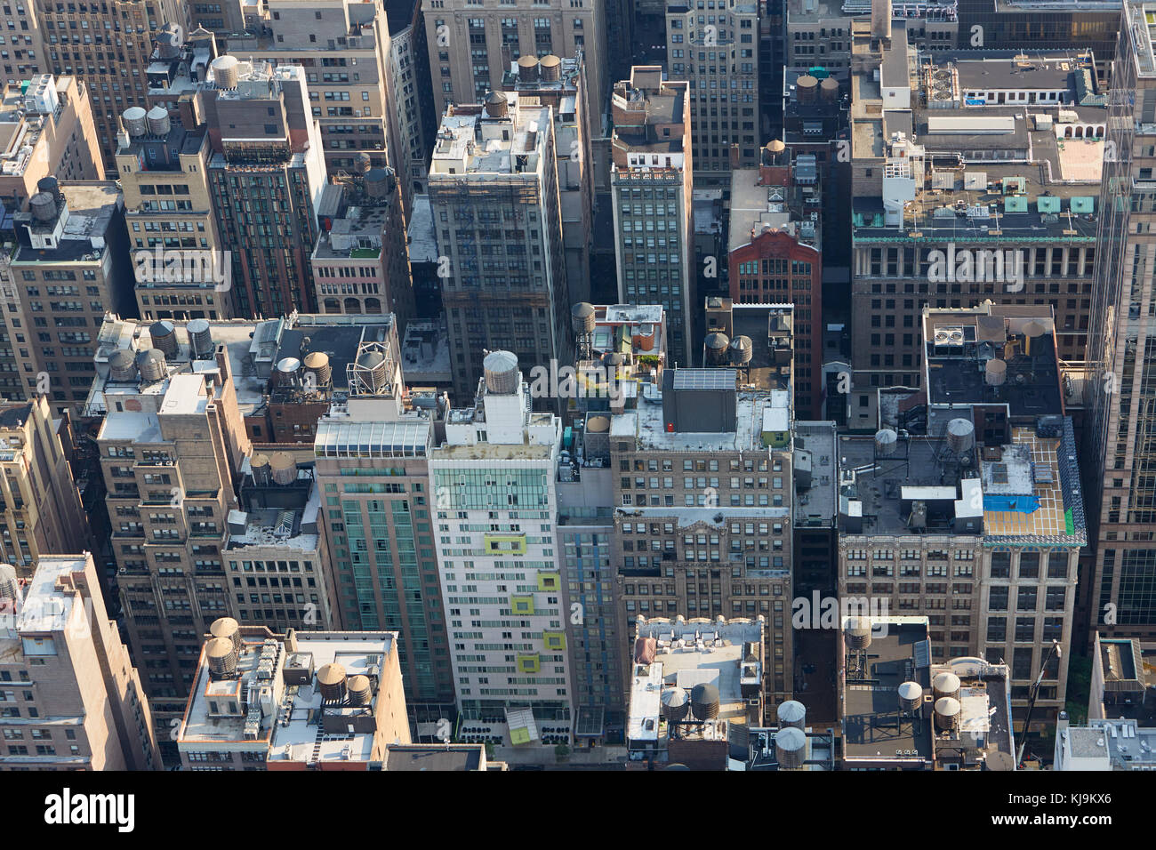 New York City Manhattan aerial roof tops view with skyscrapers and ...