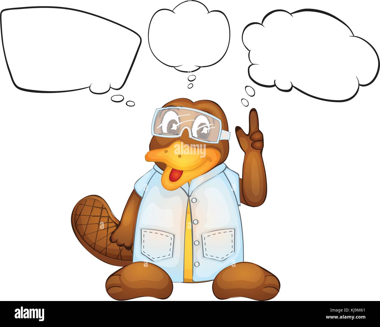 Illustration of a wild animal with a goggle thinking on a white ...