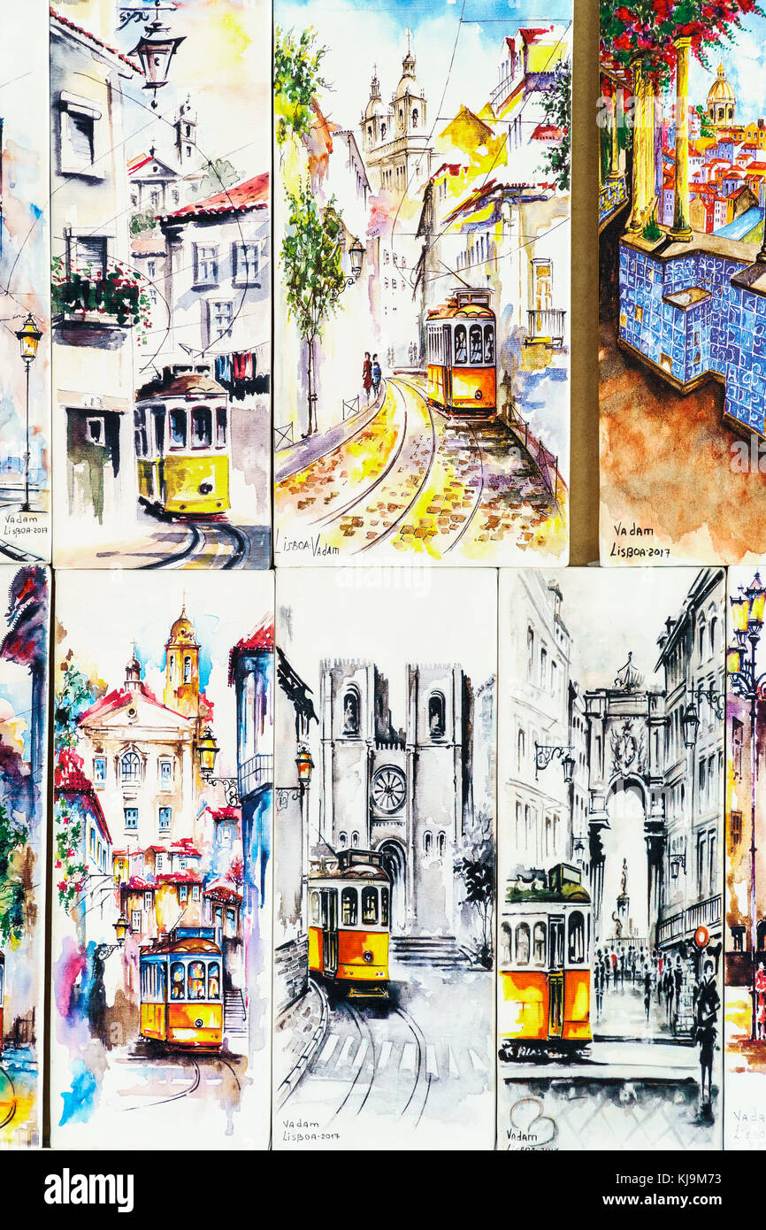 Lisbon line drawing hi-res stock photography and images - Alamy