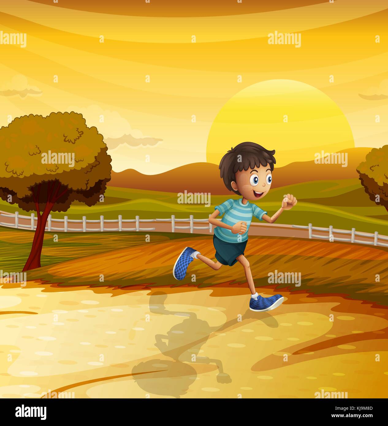 Illustration of a boy running in the farm Stock Vector Image & Art - Alamy
