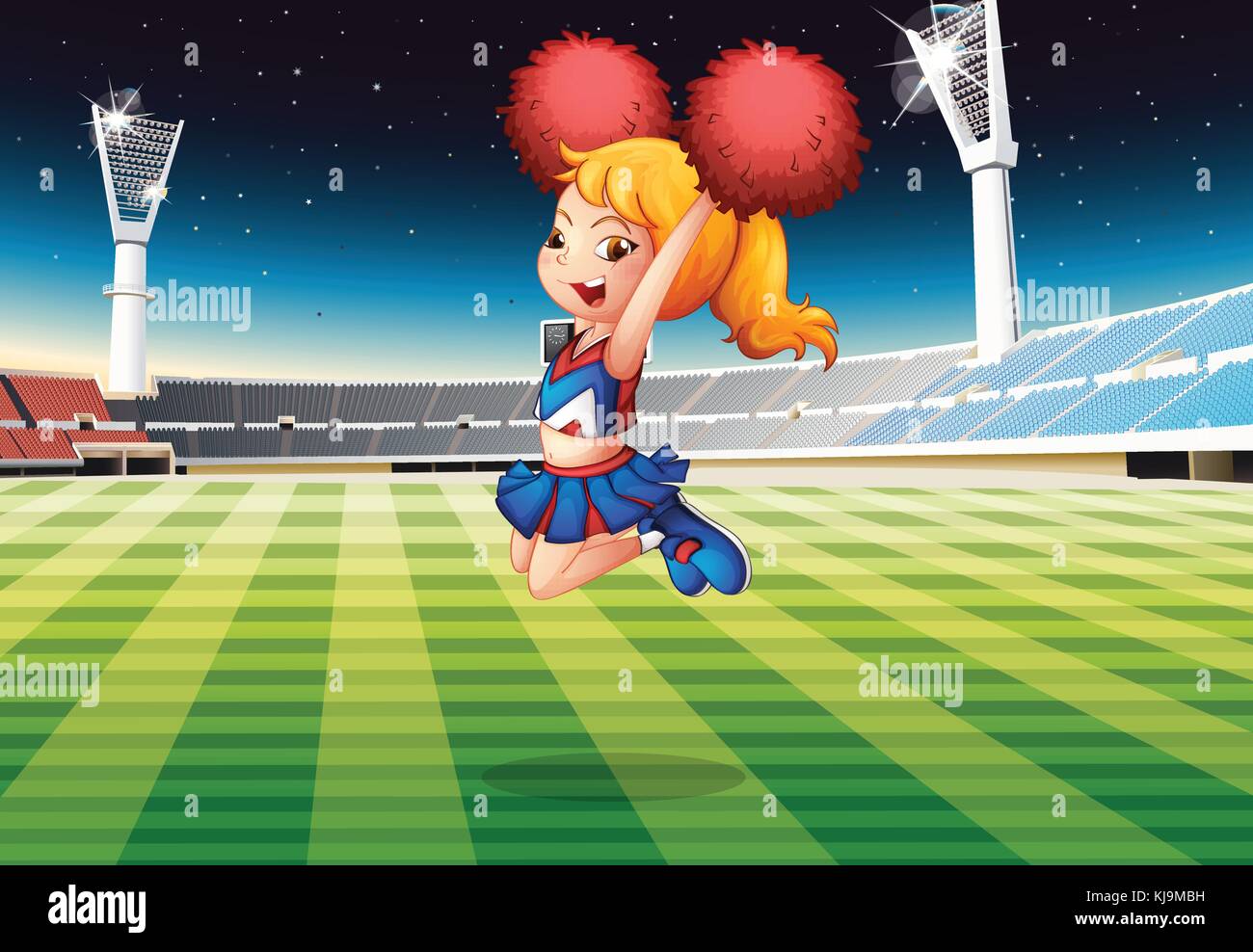 Illustration of a cheerleader dancing at the stadium Stock Vector Image ...