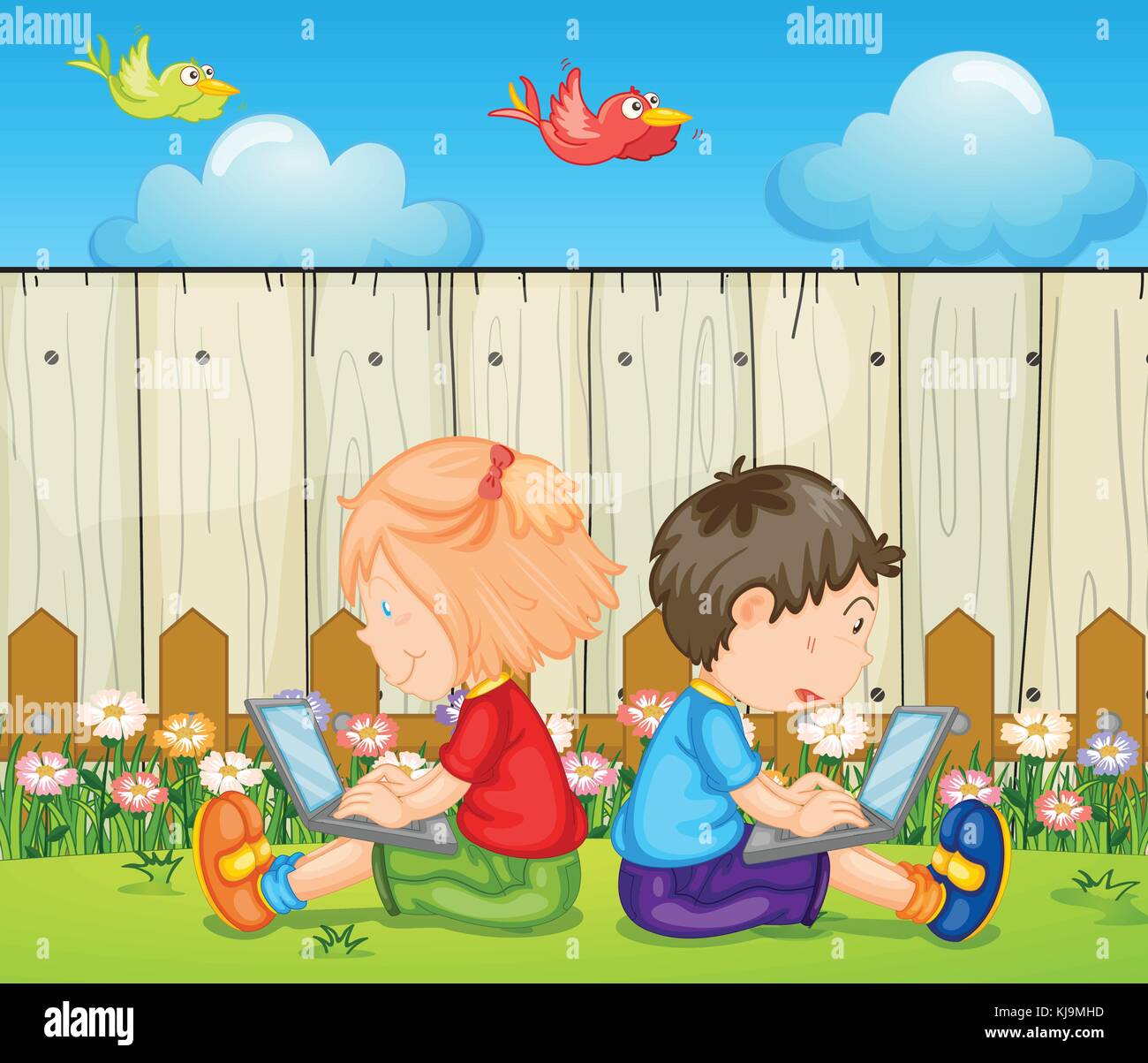 Kids and computers Stock Vector Images - Alamy