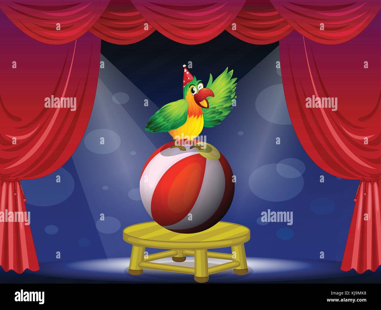 Illustration of a colorful bird performing at the circus Stock Vector ...