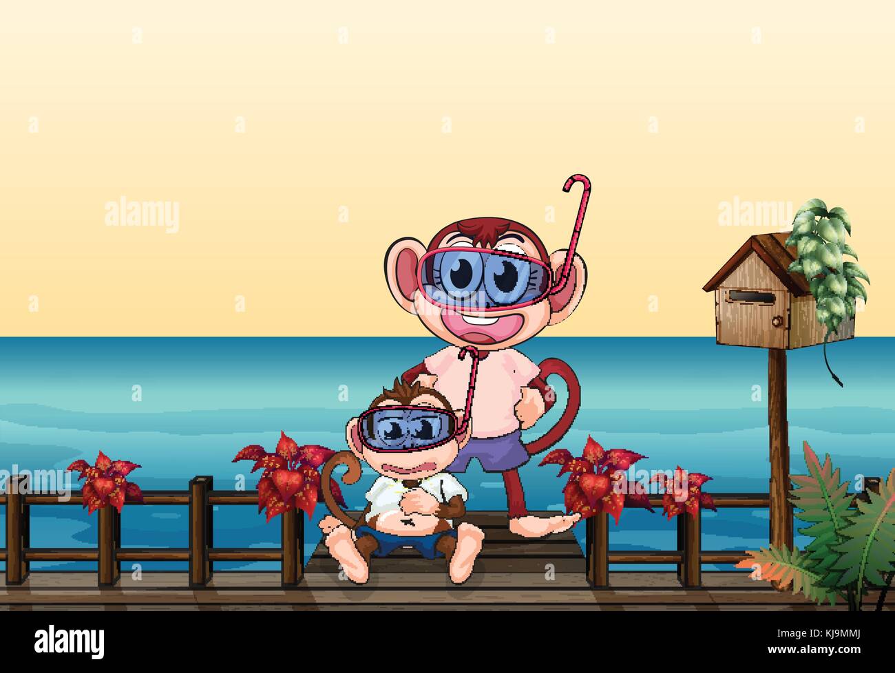 Cartoon illustration small wooden bridge hi-res stock photography and ...