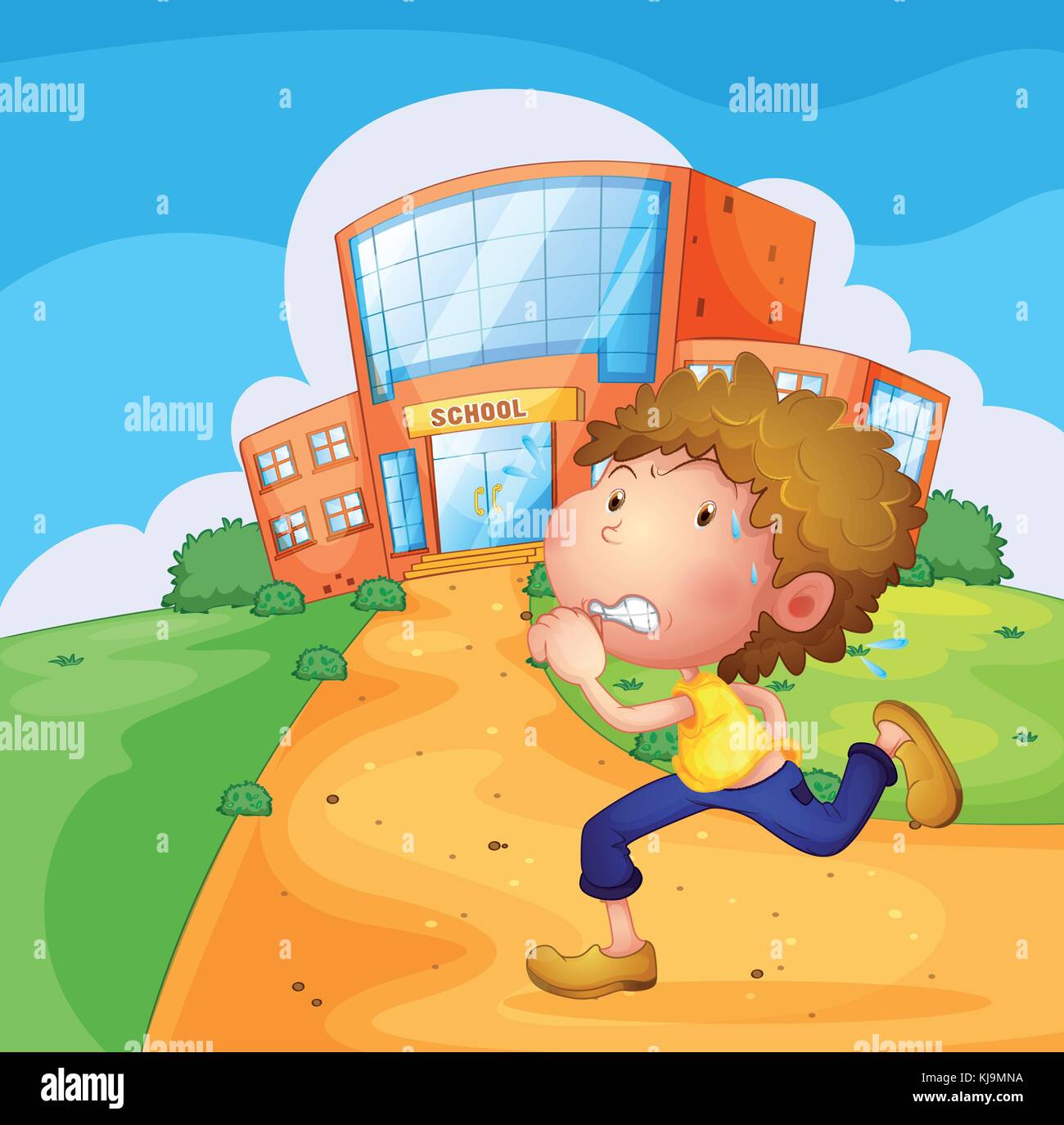 Illustration of a sweaty young boy running Stock Vector Image & Art - Alamy