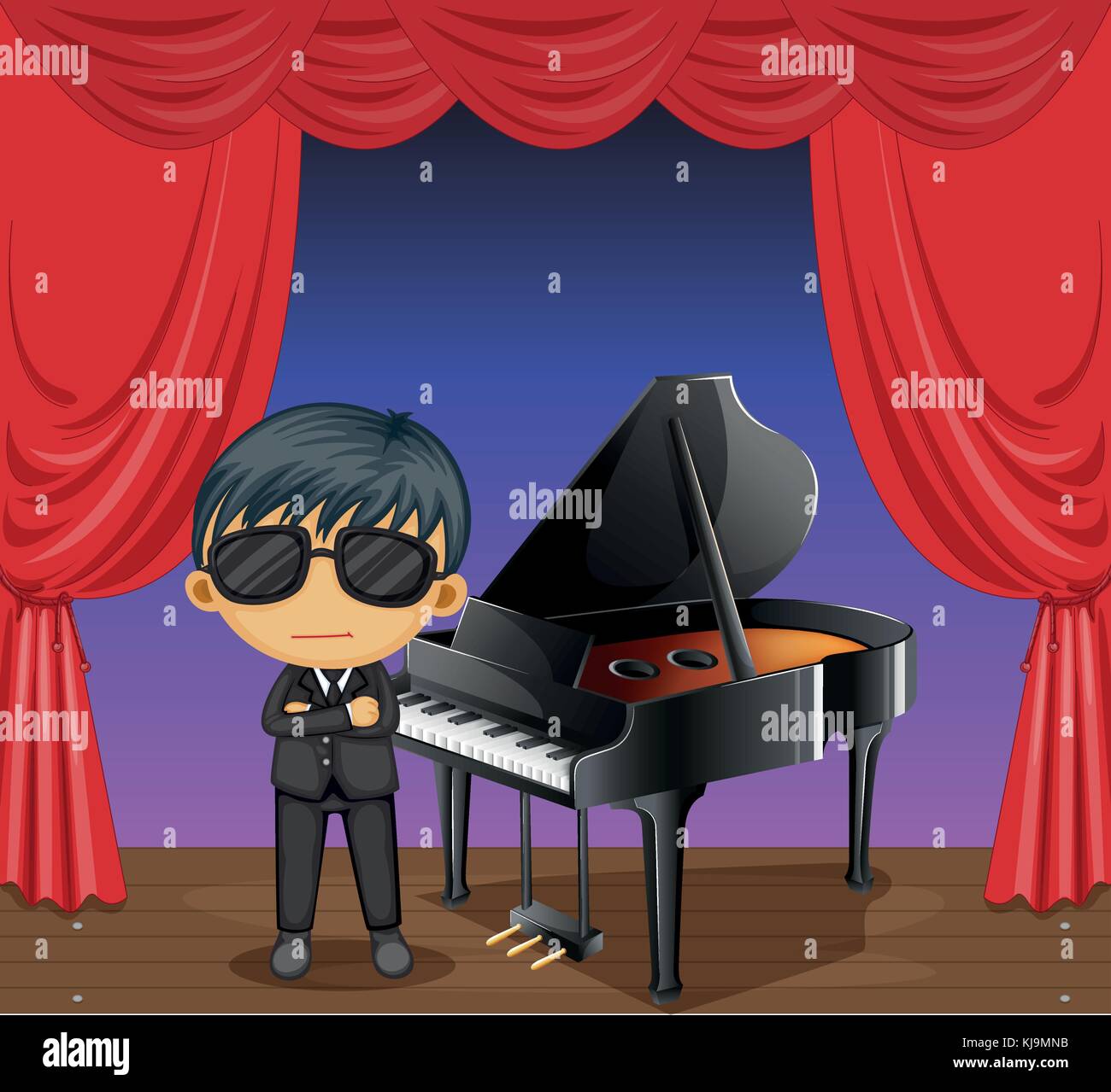 Illustration of a piano with a pianist Stock Vector Image & Art - Alamy