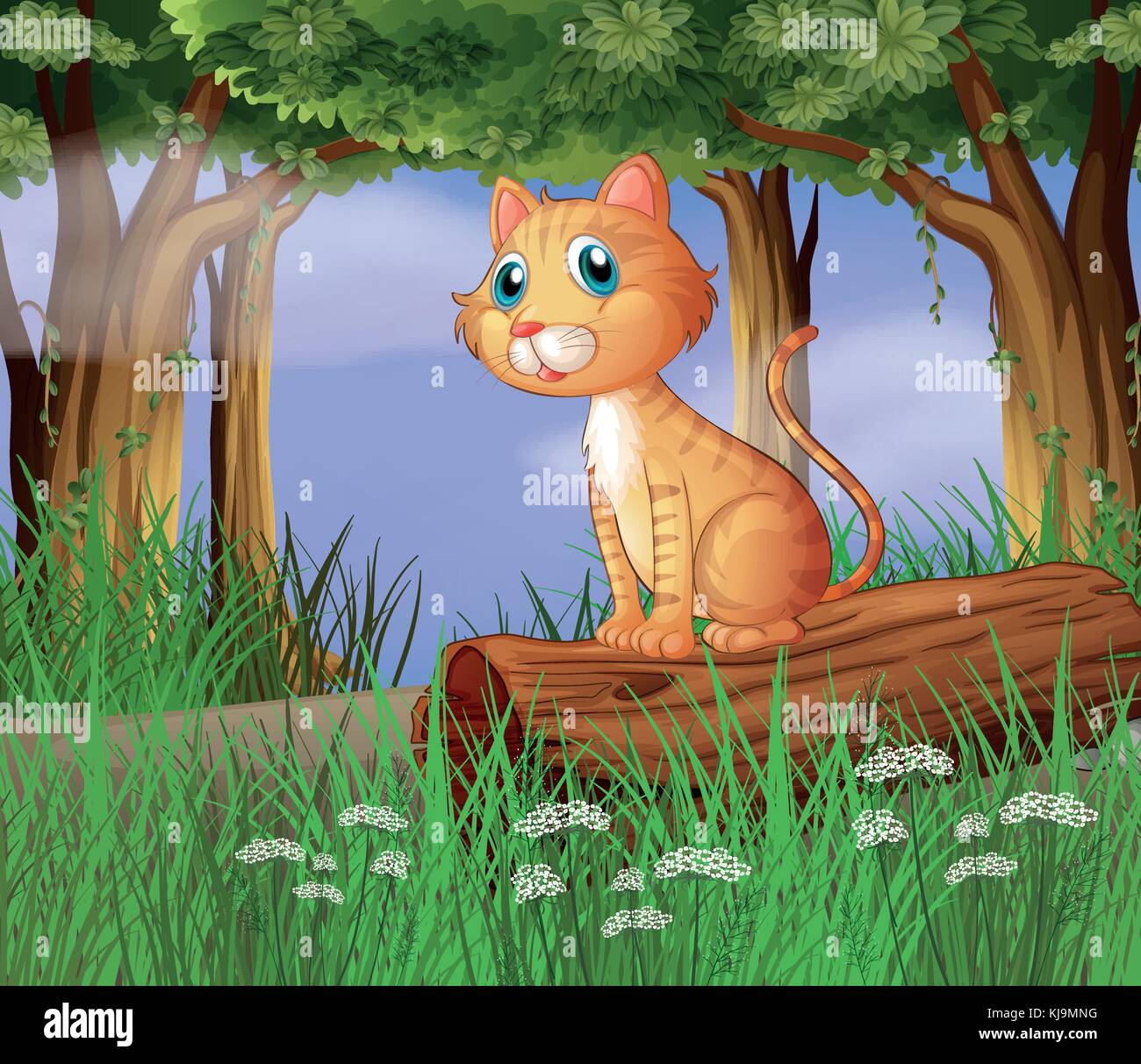 Illustration of a cat in a forest Stock Vector Image & Art - Alamy