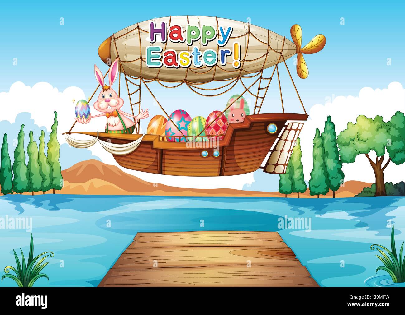 Illustration of a happy easter greeting above the river Stock Vector Image & Art - Alamy