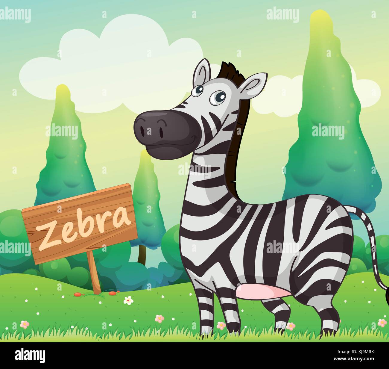 Illustration of a zebra beside a signboard Stock Vector Image & Art - Alamy
